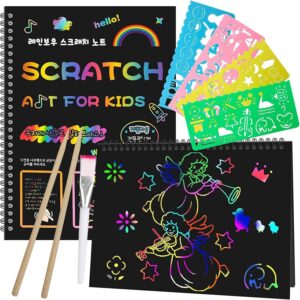 smasiagon scratch paper art set for kids: 2 pack scratch off arts crafts valentine's day gifts for kids ages 3-12 girls boys birthday christmas party favor games easter basket stuffers diy activity