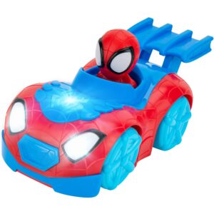 marvel spidey and his amazing friends flash ‘n’ dash web crawler - motorized web crawler vehicle with lights and sounds - toys featuring your friendly neighborhood spideys