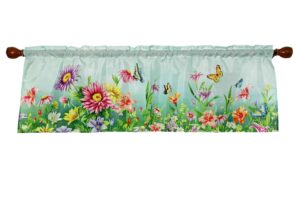 garden butterflies flowers window curtain valance for spring summer everyday rod pocket 58 x 18 inches