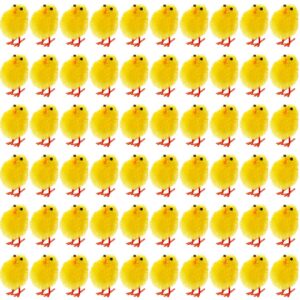 peohud 60pcs easter chicks, mini yellow chicks easter hunt decorations for kids party favors, easter basket stuffers