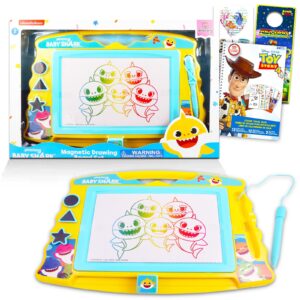 pink fong baby shark baby shark magnetic drawing board set - bundle baby shark drawing board kids and toddlers plus finding dory stickers, toy story travel book, and more (baby shark drawing pad)