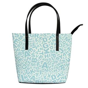 fashion tote handbags women's soft tote shoulder bag for women work shopping top handle satchel bags, 15.8×4×15.4 inches,blue letters