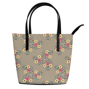 fashion tote handbags women's soft tote shoulder bag for women work shopping top handle satchel bags, 15.8×4×15.4 inches,retro wild flower