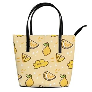 fashion tote handbags women's soft tote shoulder bag for women work shopping top handle satchel bags, 15.8×4×15.4 inches,cartoon lemon