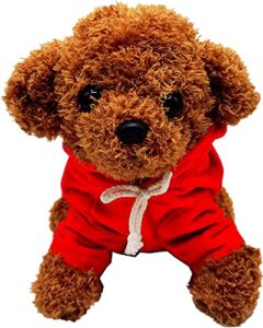 plush stuffed animal puppy dog - adorable goldendoodle for gifts, emotional support, toy - golden brown poodle - ultra soft & realistic, 9.8 inch 0235 (brown)