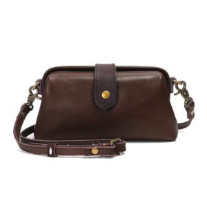 top-handle bags leather crossbody bags for women shoulder bags handmade phone purse handbags vintage small nice little messenger bag, coffee