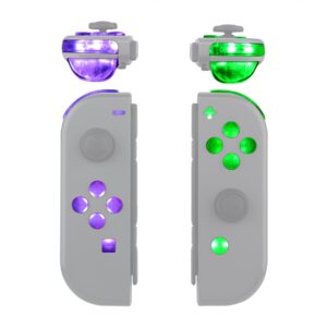 extremerate 7 colors 9 modes ns joycon dfs led kit for nintendo switch, multi-colors luminated abxy trigger face buttons for nintendo switch & switch oled model joycon - joycon not included