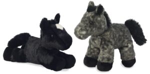 aurora world mini flopsie plush horses | storm & beau 8 bundle, 8 inches