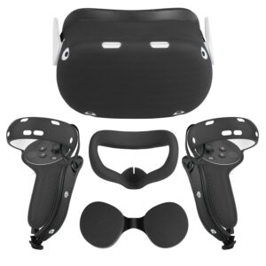 relohas accessories for oculus quest 2, vr accessory set for meta quest 2, include controller grip leather cover, vr shell cover, face cover, lens coverr, protect your vr in all aspects(black)