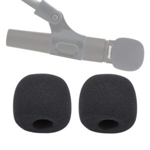 shure sm57 pop filter mic foam cover - sm57 windscreen wind cover compatible with shure sm57-lc microphone black noise cancellation windsock cover 2 pack by wibond