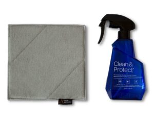 austere v series clean & protect screen cleaner spray & wipe kit, 230ml + dual-sided polish cloth, ammonia-free led, lcd, oled, computer monitors, laptop, iphone, ipad, tv cleaner- eliminates static