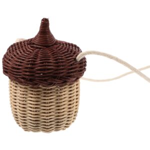 1pc rattan woven basket bags acorn shaped basket wicker straw purse rattan bag handwoven crossbody bag mushroom basket wicker basket for girls women