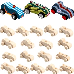 haconba 18 pack diy wood car toys unfinished wooden cars to paint wooden craft cars for home activities craft projects family time handicraft