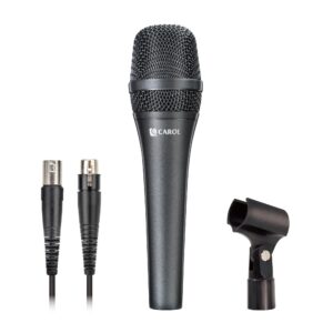 carol ac-910 vocal microphone - cardioid dynamic microphone with ahnc noise cancellation, for professional live stage singing performance, includes mic clip and 14.8ft xlr cable