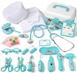 phobby durable doctor kit for kids, 27 pcs deluxe pretend play medical kit toy with real stethoscope, doctor toys for toddlers boys girls aged 3 4 5 6 7 8