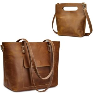 s-zone women genuine leather tote bag shoulder handbag vintage crossbody purse with clutch bag