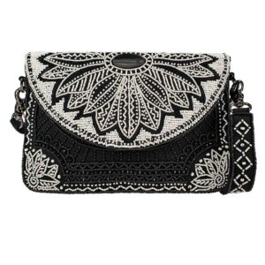 mary frances back to nature shoulder handbag, black