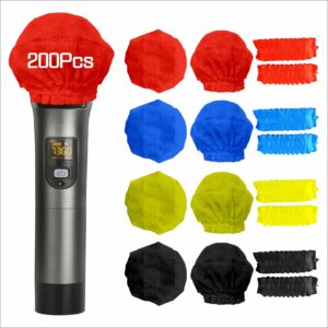 200pcs disposable microphone cover non-woven,clean no-odor filters protective cap,perfect protective cap for most handheld microphone (color)