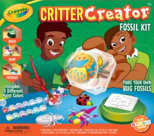 crayola metallic clay art kit with paints, fossil molds, gift for kids, ages 7, 8, 9, 10