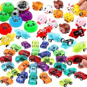 mrcilouk 40 pack pull back cars toys set, birthday party favors for kids 4-8-12,mini animal racing vehicles bulk toys,easter eggs stuffers treasure box goodie bag stuffers prizes box pinata filler