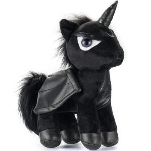 mostashow black unicorn plush, weighted stuffed animal, soft plushie toys, gifts for boys girls baby kids -14 inch