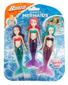 banzai 3 piece sparkle mermaid dive toys - glittery sparkle tails