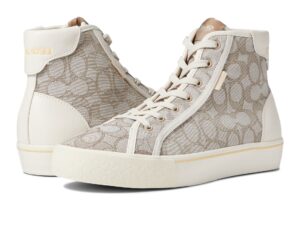 coach citysole jacquard high-top platform beige 7.5 b (m)