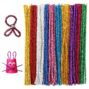 doitem 100pcs pipe cleaners bulk 10 assorted colors chenille stems craft supplies 6mm x 12 inch fuzzy glitter pipe cleaners for diy art creative crafts decorations