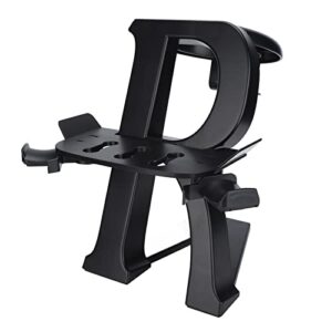 vr stand, easy to install vr headset stand and controller holder lens friendly compatible with a stable base for rift s for quest 2 for vive(black)