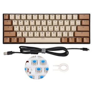 gaming keyboard, 61keys mechanical keyboard with color mixing light, multiple luminous modes, for windows2000, xp, vista, win 7, harmonyos, win 8, win 10, android, ios(green axis)