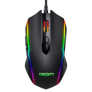 wired gaming mouse, ergonomic usb computer mouse with 8 programmable buttons, optical game mouse with 16.8 million chroma rgb backlights and 7 light modes, adjustable 7200dpi for windows pc gamers