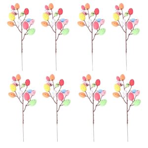 luozzy 8pcs easter egg picks artificial easter eggs branches flower picks fake eggs bouquet for spring easter party garden yard home vase decor