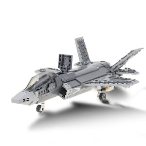 meoa 646 pcs f-35b lightning ii plane building toys ww2 fighter jet f35 model kits military airplane building blocks set bricks toy gifts for kids and adults