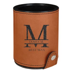 sofia's findings personalized monogram leatherette dice cup - rustic/gold