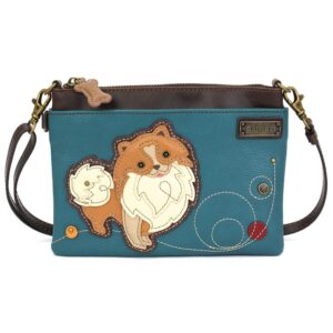 chala group chala handbags pomeranian mini crossbody handbag purse- convertible straps, turquoise