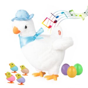 hbbhml plush electric stuffed laying egg chicken toy doll with sound music easter for boys girls