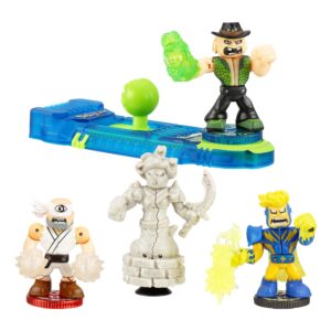 legends of akedo powerstorm | official rules starter pack legendary punch attack | 3 mini battling action figures with training practice piece and exclusive joystick controller