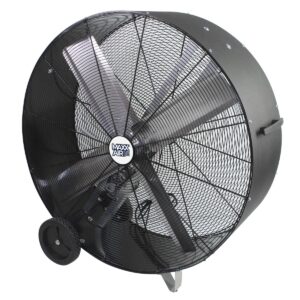 maxx air 48" barrel fan high velocity industrial belt drive | heavy duty dent resistant metal design | best for commercial, warehouses, shops and garage use | 18,000 cfm