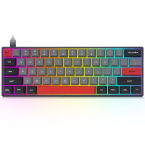 guffercty kred gk61 60% mechanical keyboard 60 percent custom hot swappable gaming keyboard with rgb backlit nkro type-c cable for win/pc/mac (gateron optical red, dolch)