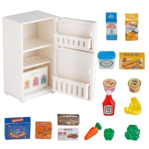 bbnote 16 pieces toy refrigerator, miniature dollhouse accessories for kids kitchen, mini dollhouse fridge pretend play appliance for kids (refrigerator)