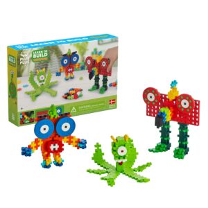 plus plus learn to build set, 240 mini interlocking building blocks, 3d puzzle stem & art kit playset - creatures