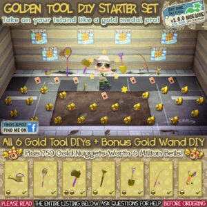 acnh: golden tools starter set | all 7 golden tools & diys | 7.5 million bells in gold nuggets | 1.0 base game content