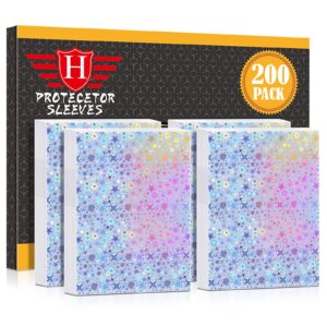 200 pcs star laser flashing trading card sleeves, holographic photocard sleeves kpop card protector for cards sports cards