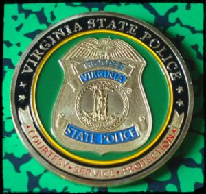 virginia state highway patrol police department challenge art coin