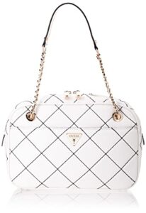 guess cessily top zip shoulder bag white multi one size