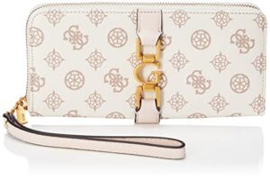 guess briana large zip around wallet cream logo one size