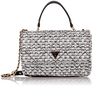 guess cessily convertible crossbody flap black/white one size