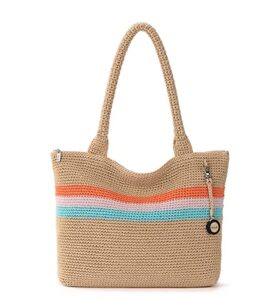 the sak womens classics hand-crochet carry-all crafted classics hand crochet carry all, apricot block, one size us