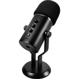 msi immerse gv60 streaming microphone (usb type-c interface and 3.5mm aux, for professional applications with intuituve control in 4 modes: stereo, omnidirectional, cardioid and bidirectional)