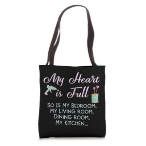 funny my heart is full for crafter craft supplies everywhere tote bag